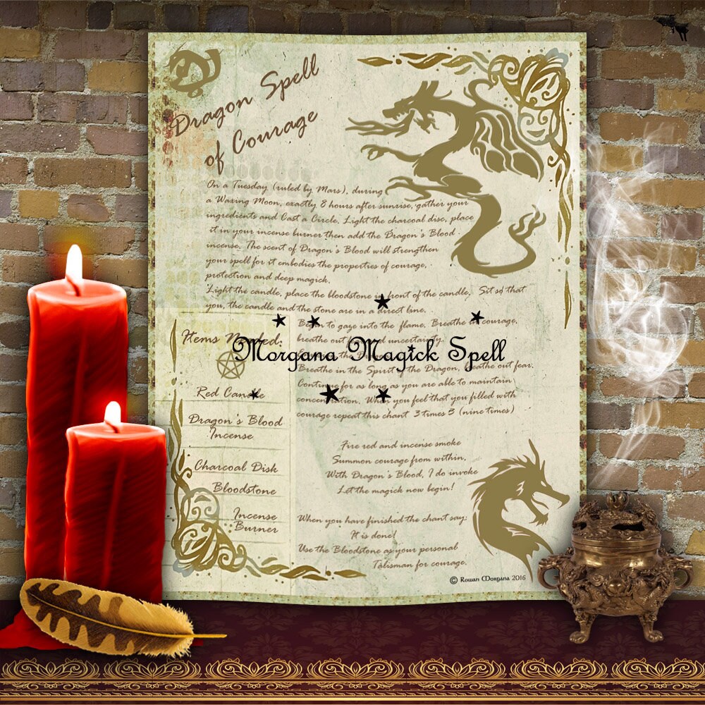 DRAGON SPELL of COURAGE for Pagan Occult Witchcraft Grimoire | Etsy