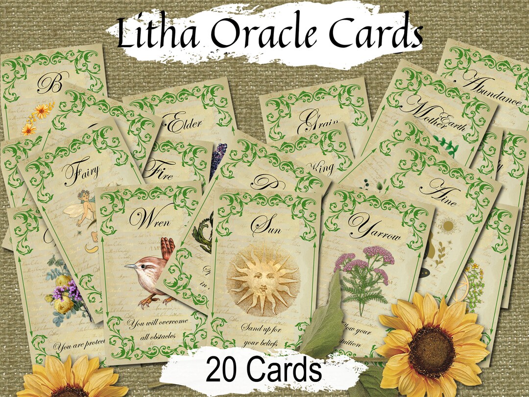 Litha Oracle: 20 Printable Cards, Summer Solstice Divination With ...