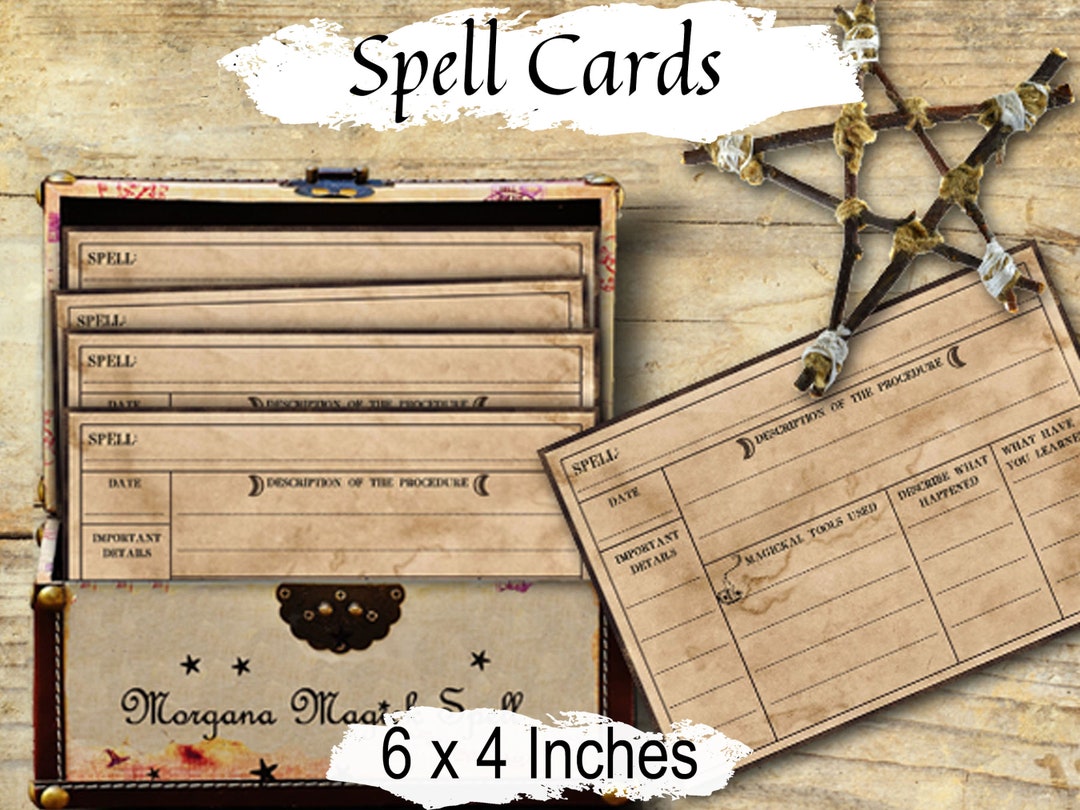 WITCH SPELL CARDS, Printable 6" X 4", Keep Track of Your Spells ...