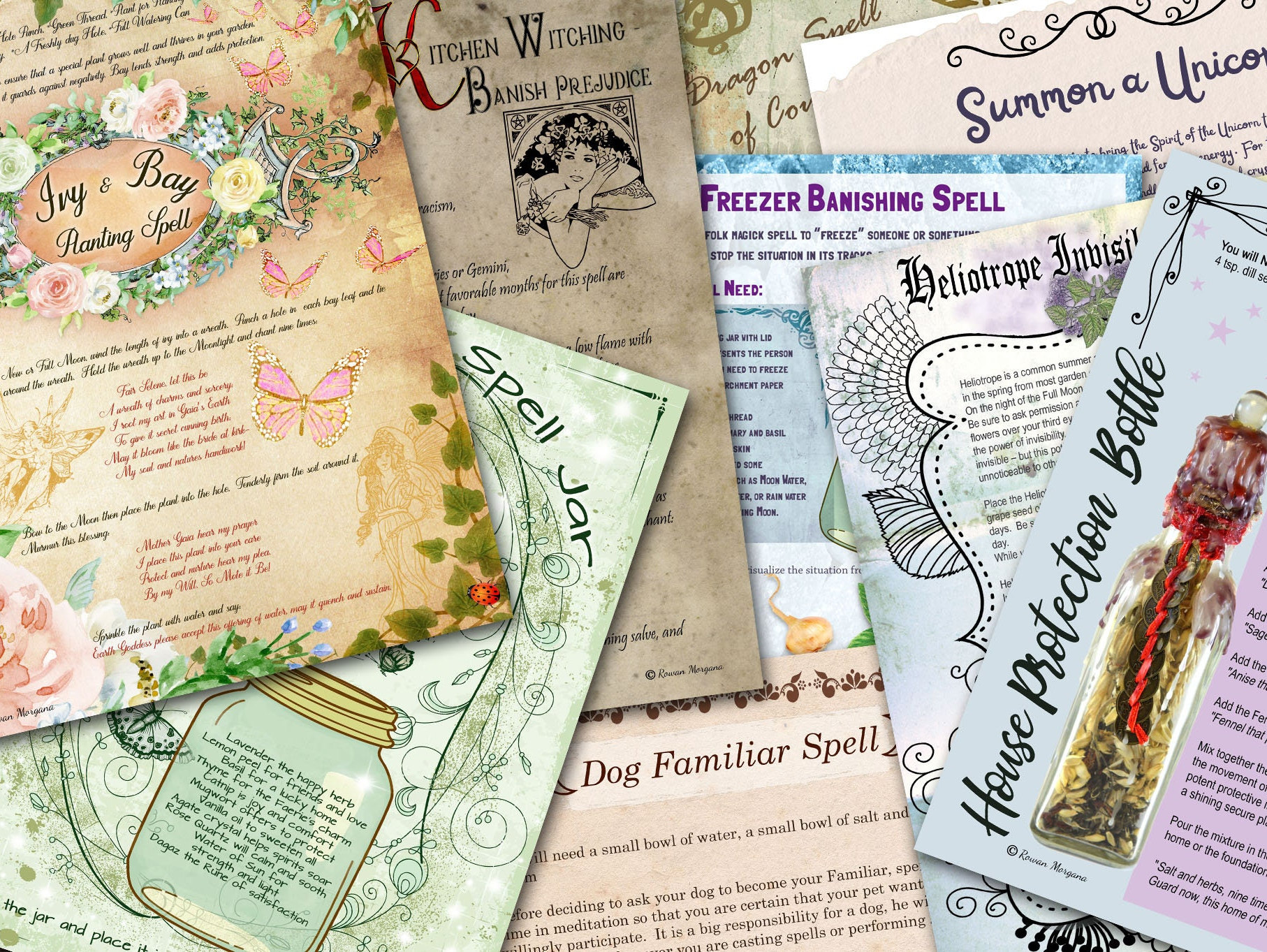 Wicca Spells Bundle: 48 Printable Spellbook Pages for Your Grimoire ...