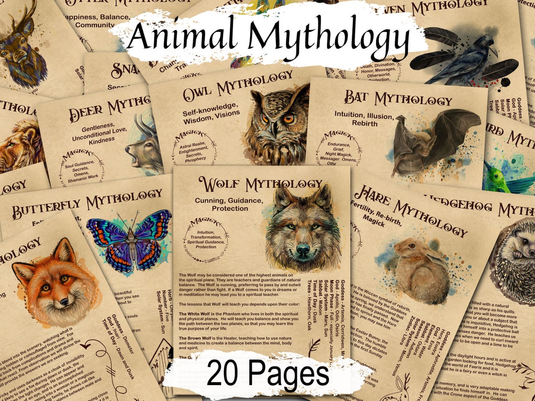 Animal Mythology Guide: Spirit Companions, Totems (20 Printable Pages ...