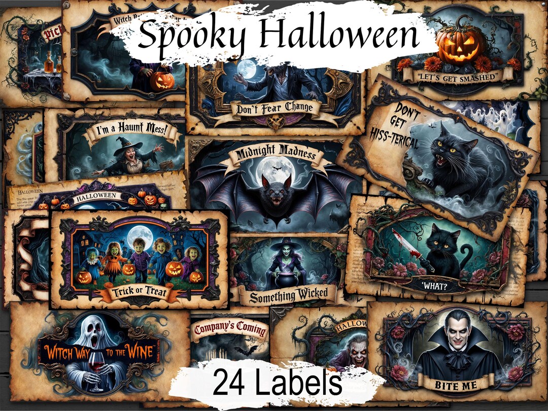 HALLOWEEN SPOOKY LABELS, Vintage Apothecary, Potion Stickers, Witch Jar ...