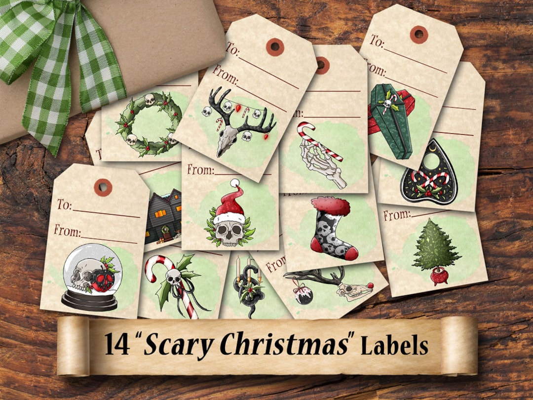 SCARY CHRISTMAS 14 Labels Tags, Gothic Yule Labels, Creepy Spooky ...