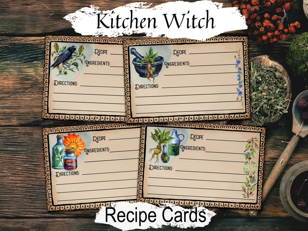 KITCHEN WITCH Printable Recipe Cards, Record Your Witchy Recipes ...