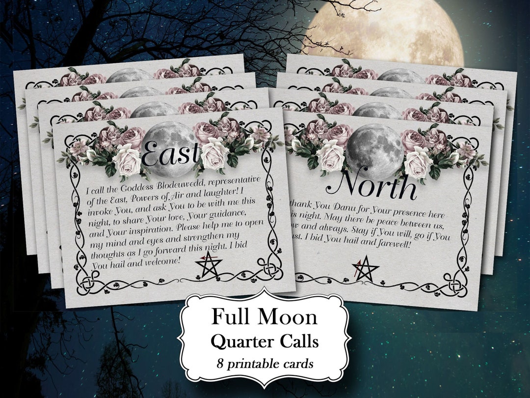 MOON CALL the QUARTERS, 8 Printable Cards, Make Sacred Space, Call the ...