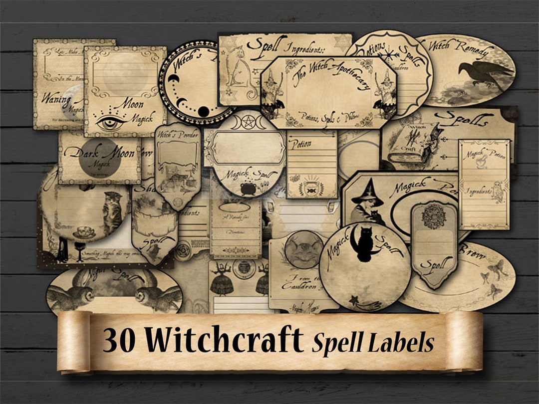 30 Witchy SPELL LABELS Personalize Your Wicca Spells and - Etsy