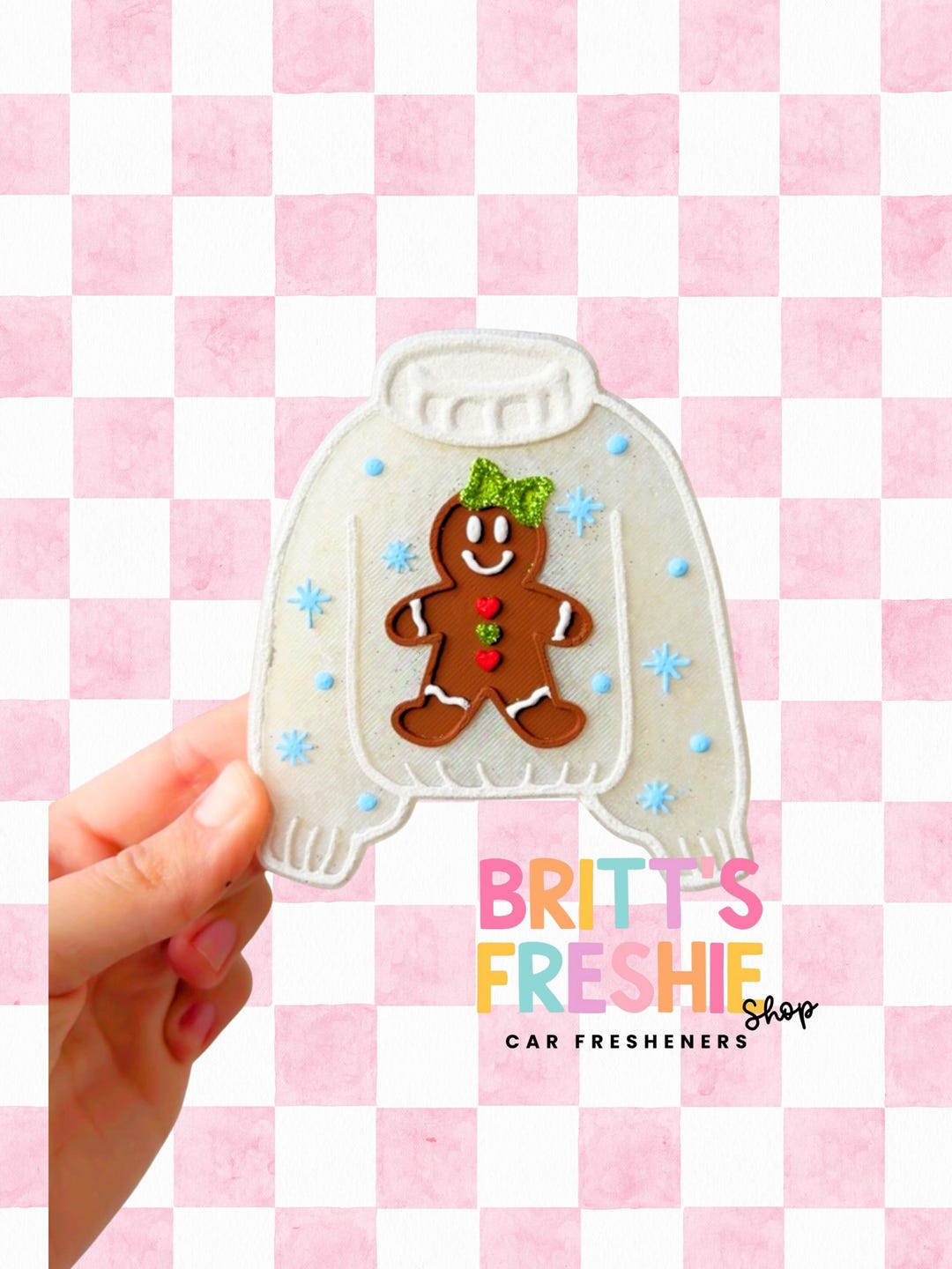 Gingerbread Man Sweater Car Freshie: Christmas Air Freshener - Etsy