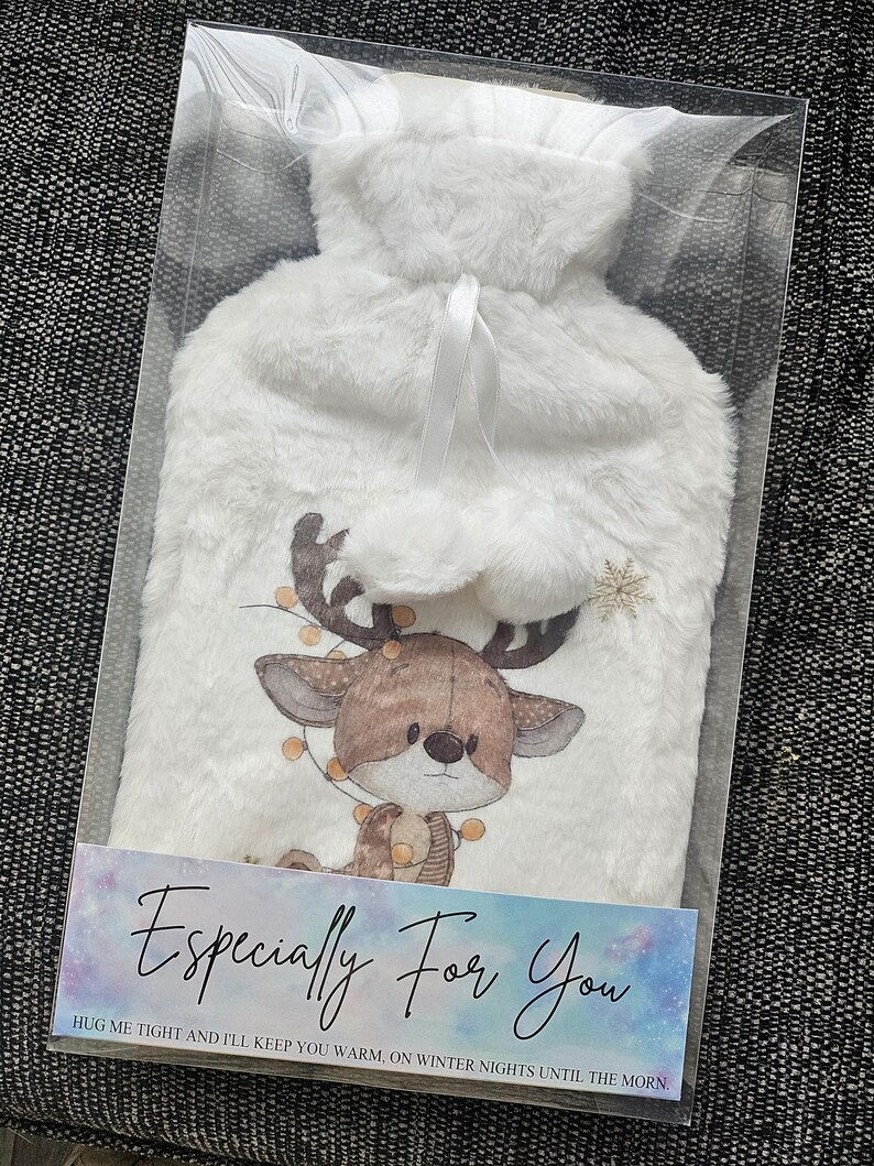 Christmas Reindeer Fluffy Hot Water Bottle, 2L Natural Rubber - Etsy