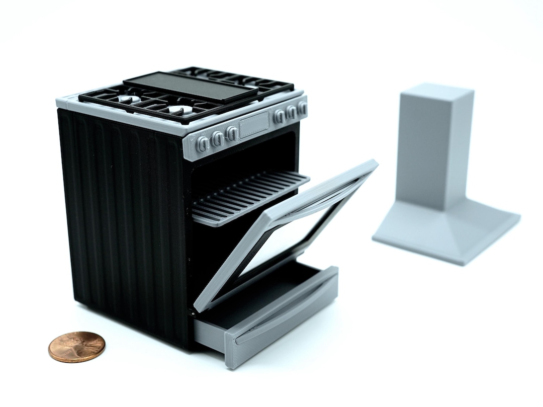 1:12 Scale Modern Mini Stove Oven With Hood Dollhouse Kitchen Set - Etsy