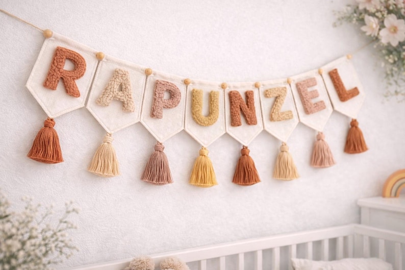 Personalized Punch Needle Name Banner |custom Nursery Wall Decor , Baby ...