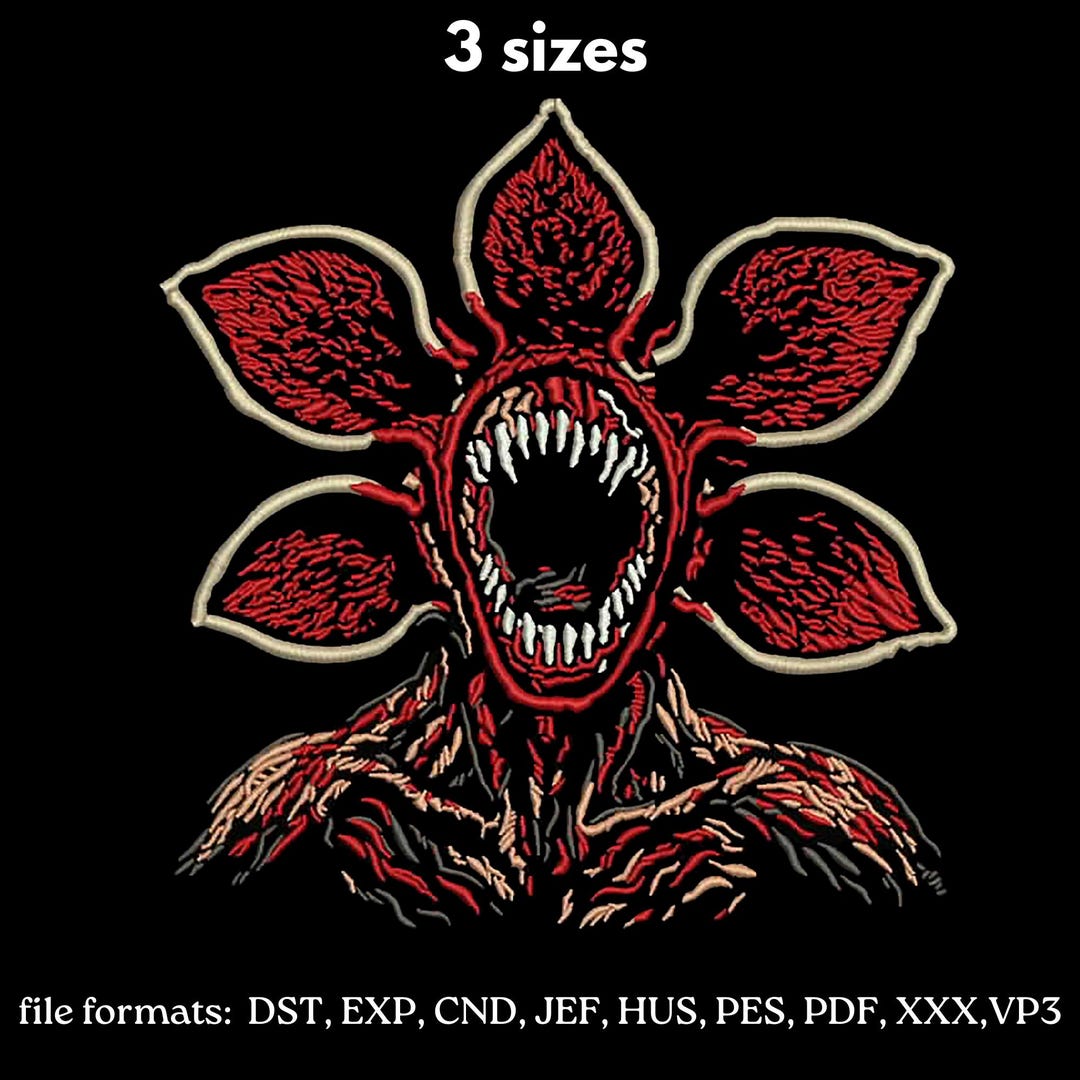 Demogorgon Embroidery Design, Horror Monster Flower Head, Stranger ...