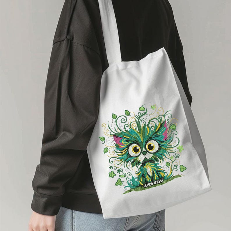 Frazzled Cat Embroidery Design, Colorful Furry Cat Machine Embroidery ...