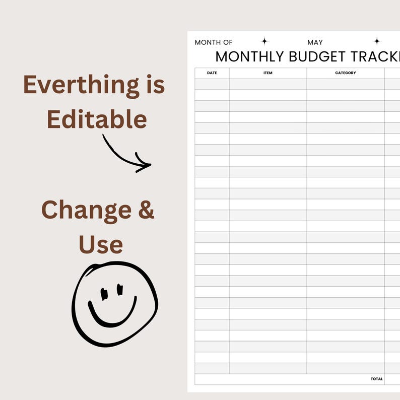 2026 Monthly Budget Tracker Printable | Canva Editable Worksheet ...