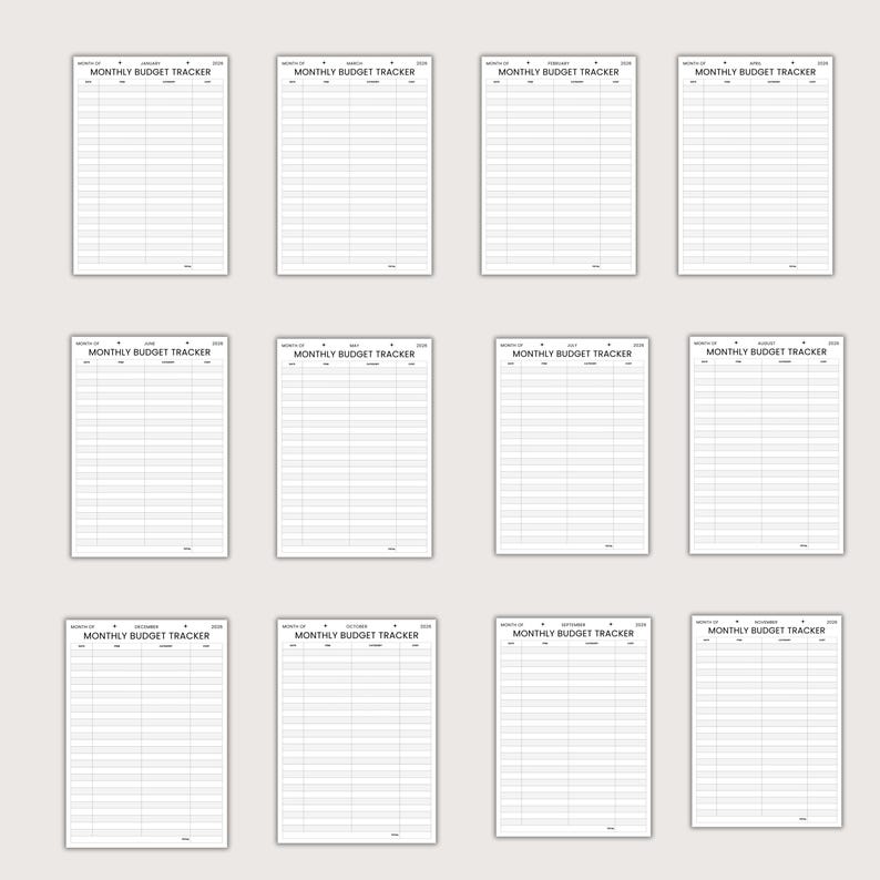 2026 Monthly Budget Tracker Printable | Canva Editable Worksheet ...