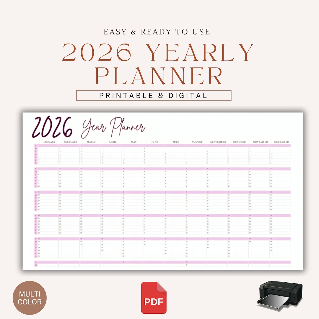 2026 Year Planner Printable | Monthly & Weekly Planner 2026 | Editable ...