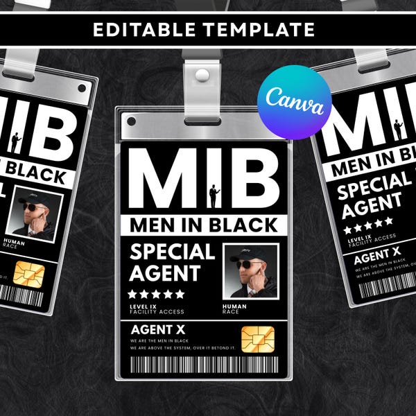 Printable Men in Black Id Badge - Etsy