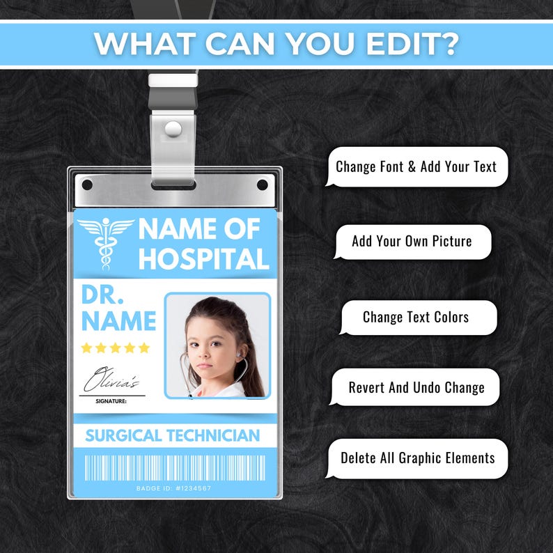 Editable Kids Doctor ID Card Template, Pretend Play (digital Download ...
