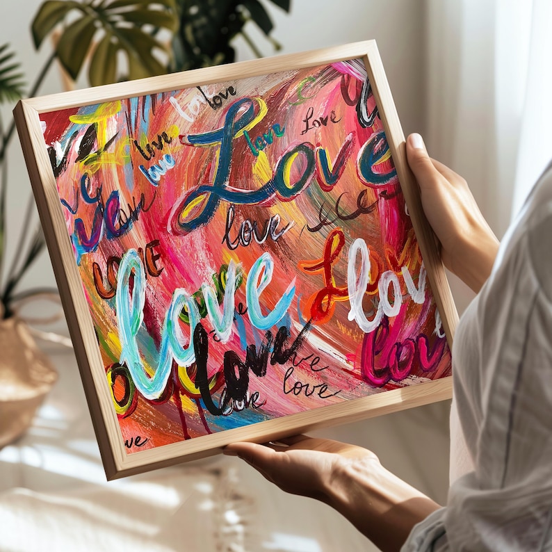 Colorful Graffiti LOVE Wall Art Print: Abstract Urban Street Style Home ...
