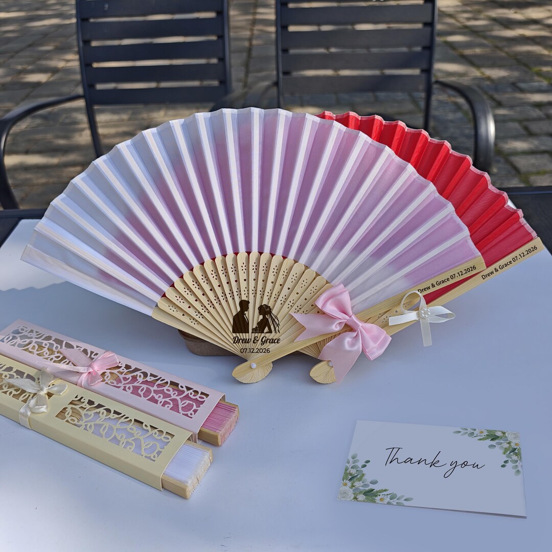 Custom Fabric Hand Fans | Bulk Personalized Summer Wedding Fans - Etsy