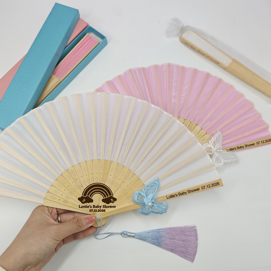 Personalized Baby Shower Favor Fans | Custom Garden Party Favors ...