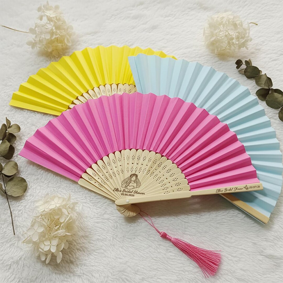 Custom Hand Fans for Bridal Shower | Bulk Wedding Favors & Party ...