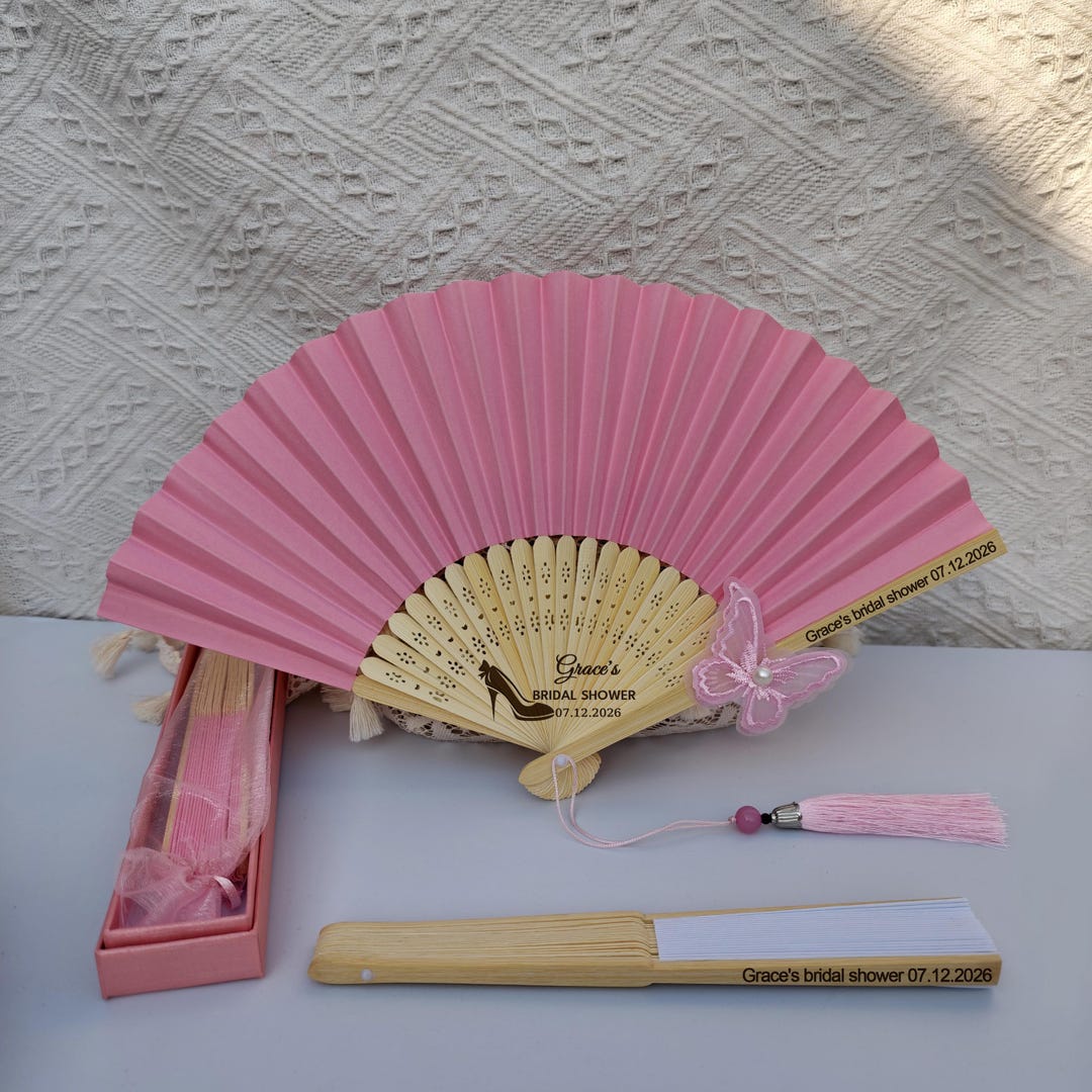 Personalized Bridal Shower Hand Fans | Custom Garden Party Favors ...