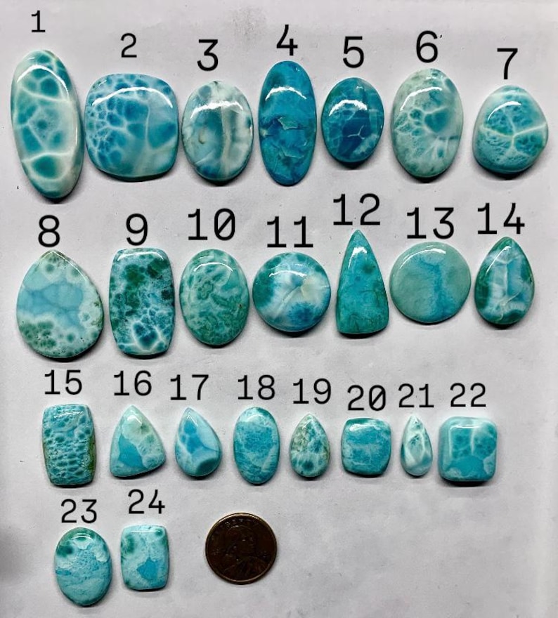 Natural Larimar Cabochon Gemstone | Blue Ocean Stone for Jewelry Making ...