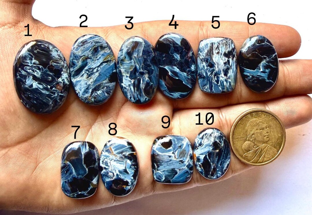 Natural Pietersite Gemstone | Storm Stone Cabochon | High Flash Blue ...