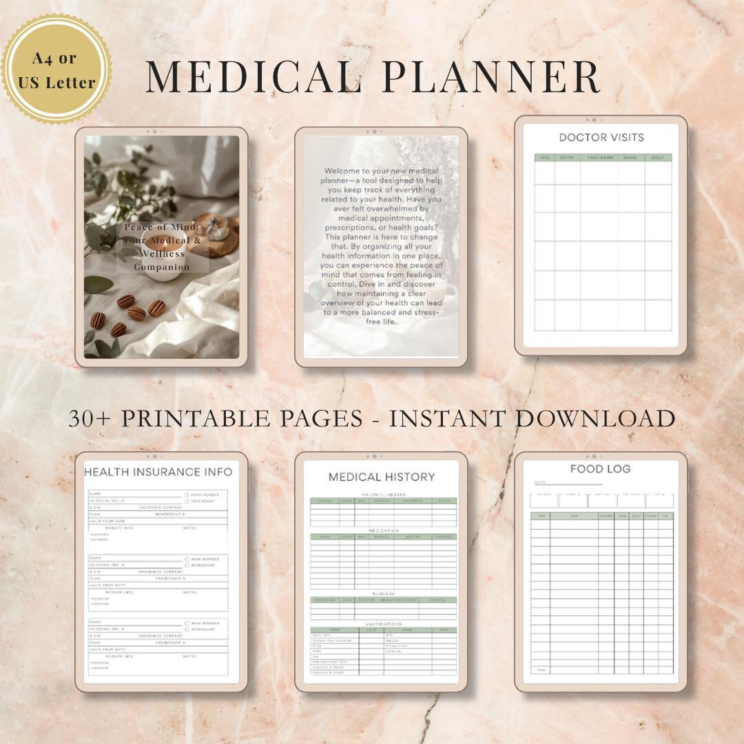 Medical Planner Printable, Health Tracker PDF (30+ Pages) - Etsy