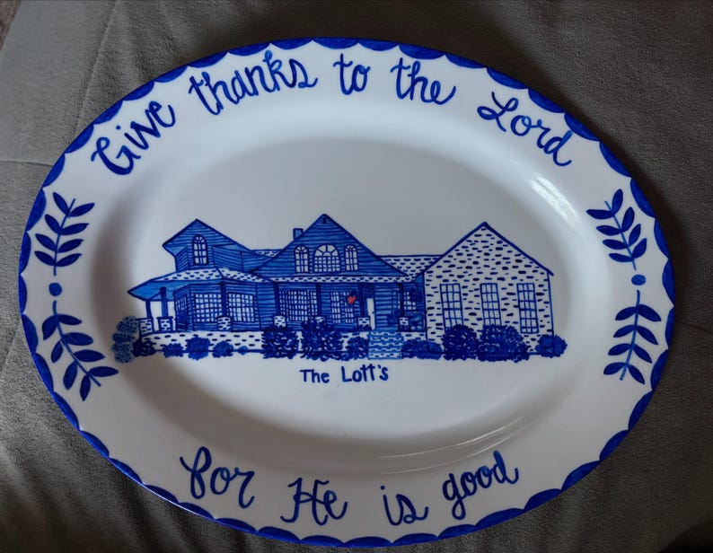 Custom Hand Painted House Platter - Etsy