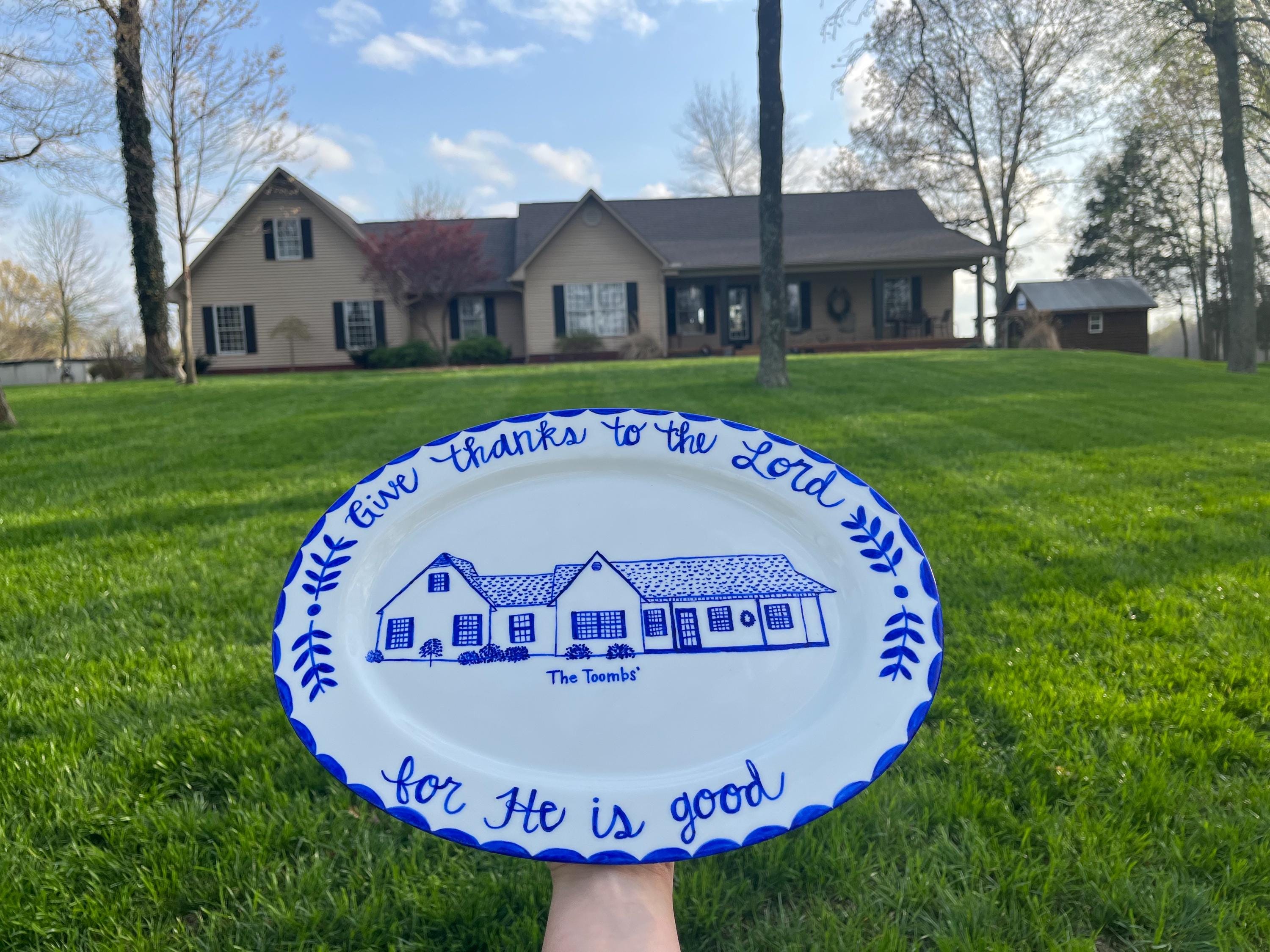 Custom Hand Painted House Platter - Etsy