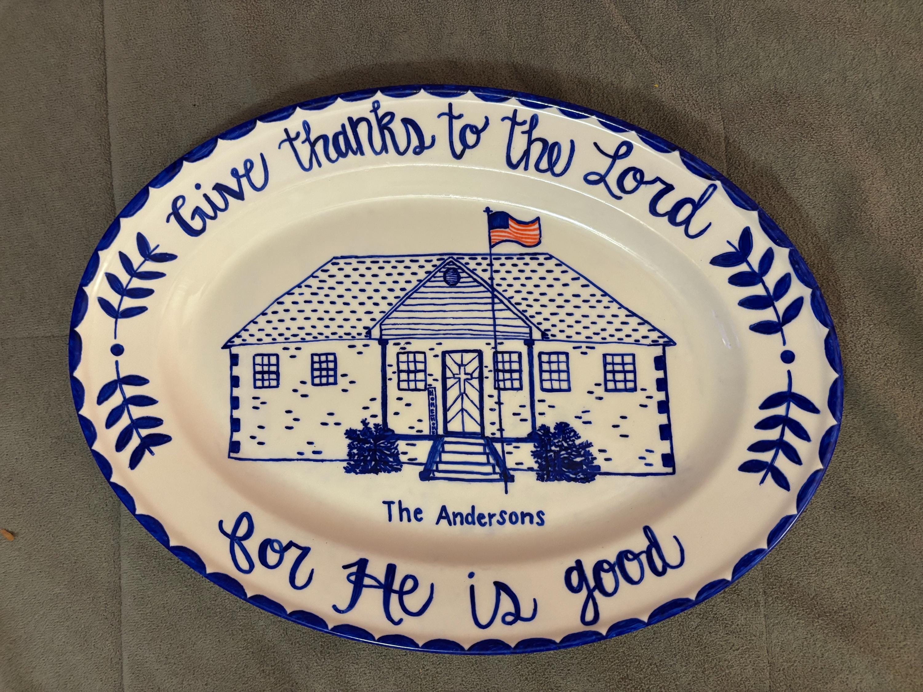 Custom Hand Painted House Platter - Etsy