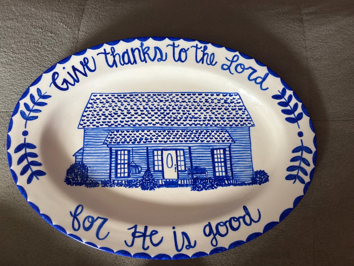 Custom Hand Painted House Platter - Etsy