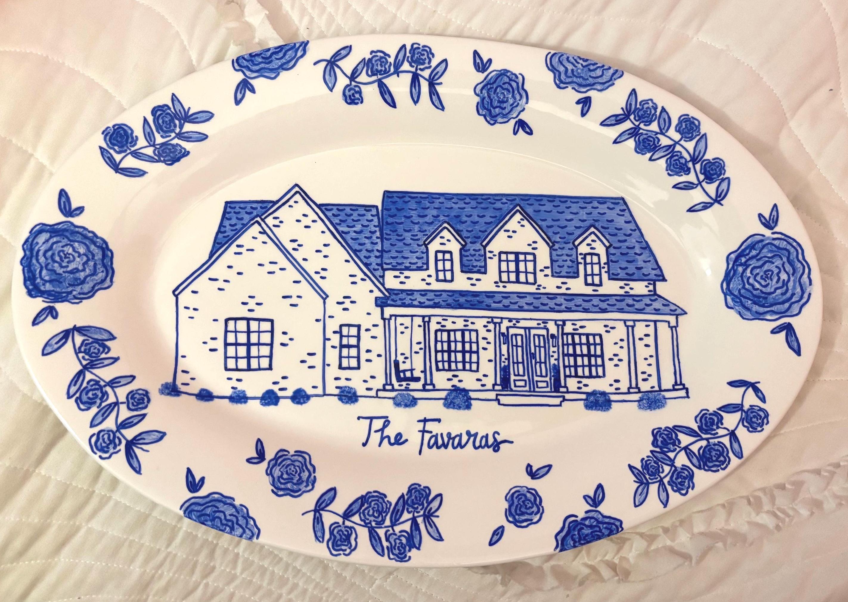 Custom Hand Painted House Platter - Etsy