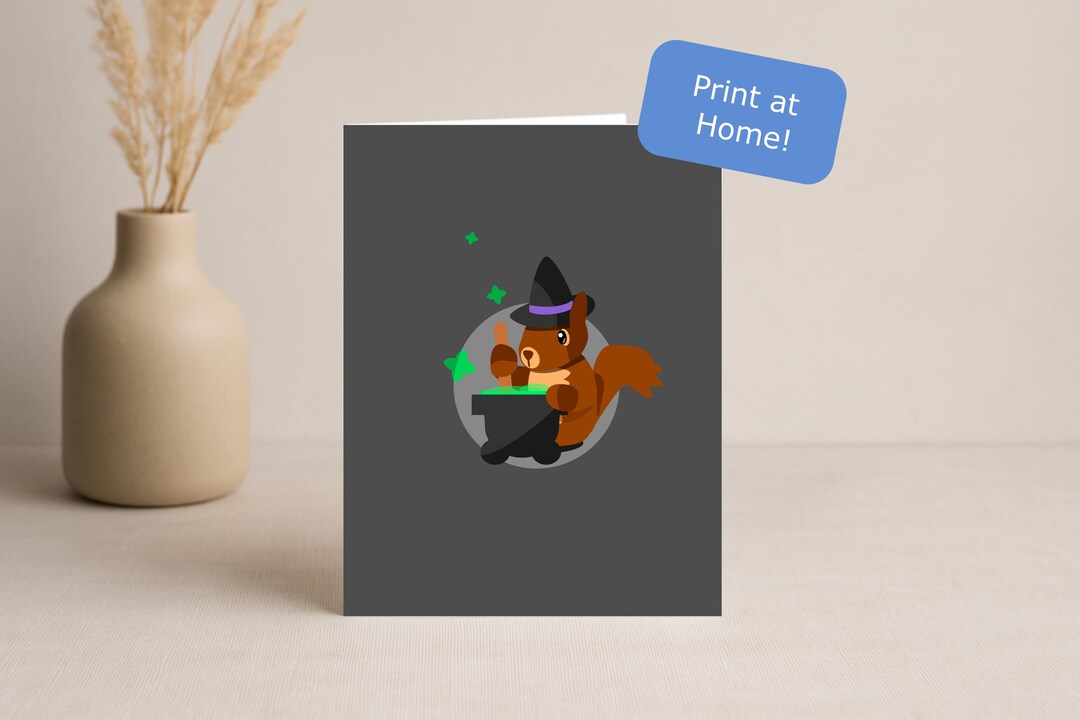 Halloween Witch Squirrel Seasonal Card – Fall Core Medieval Fantasy ...
