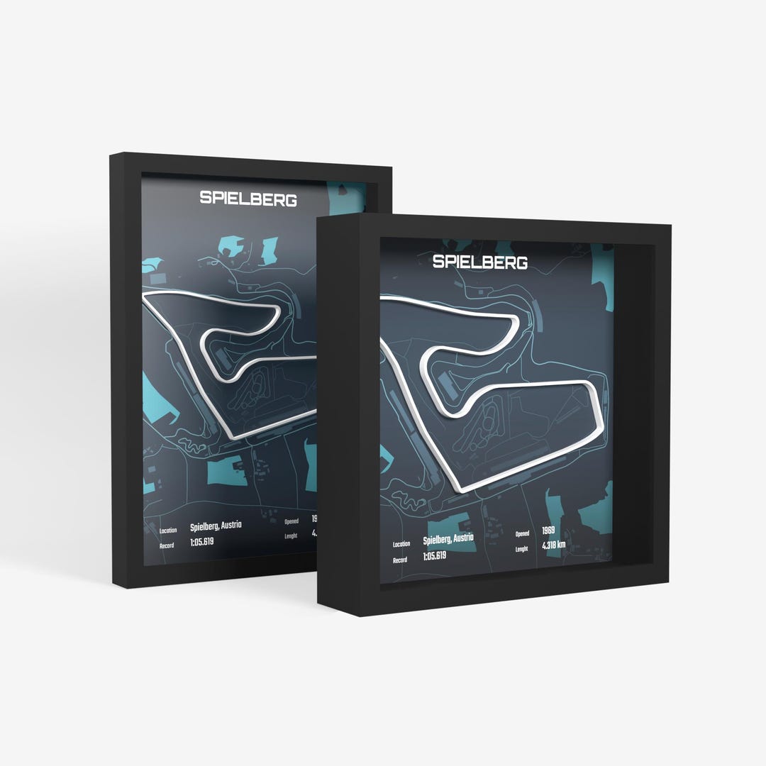 Spielberg F1 Track Poster: 3D Printed Racing Circuit in Wood Frame ...