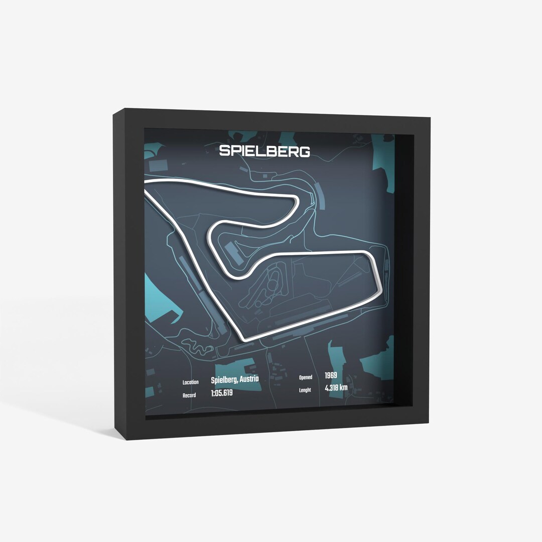 Spielberg F1 Track Poster: 3D Printed Racing Circuit in Wood Frame ...