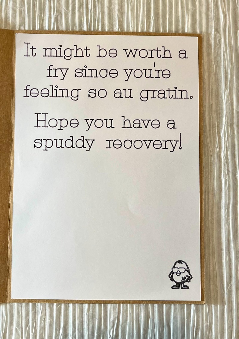 Potato - Spud - Get Well Card: Handmade Greeting Card - Etsy