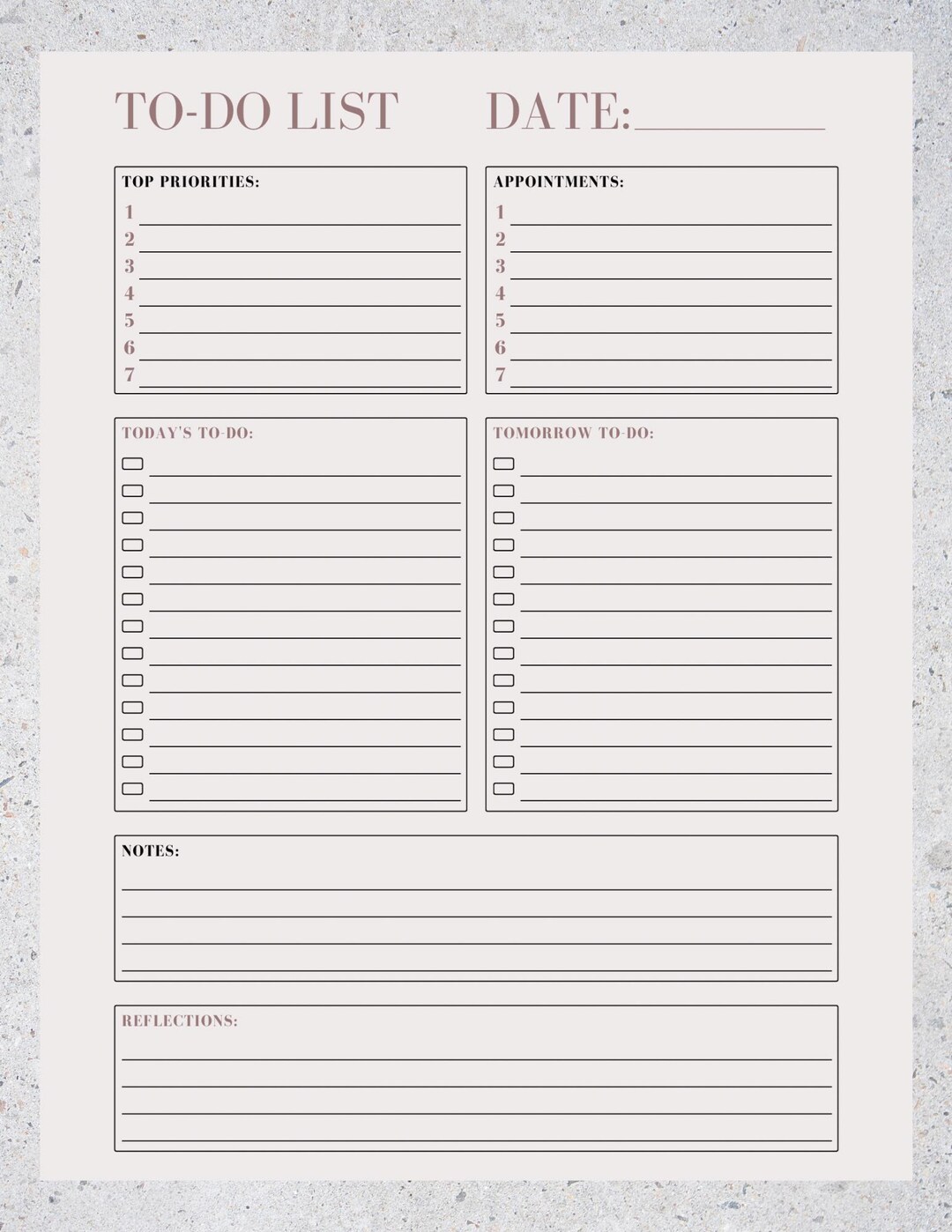 Printable Minimalist To-do List: Daily Productivity Guide (digital ...