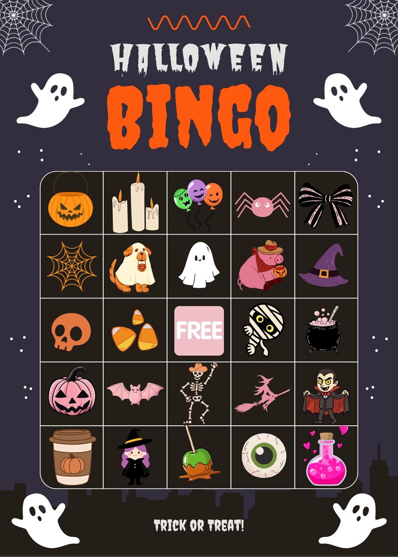 Halloween Bingo Game: 25 Unique Cards, Classroom Party (digital ...