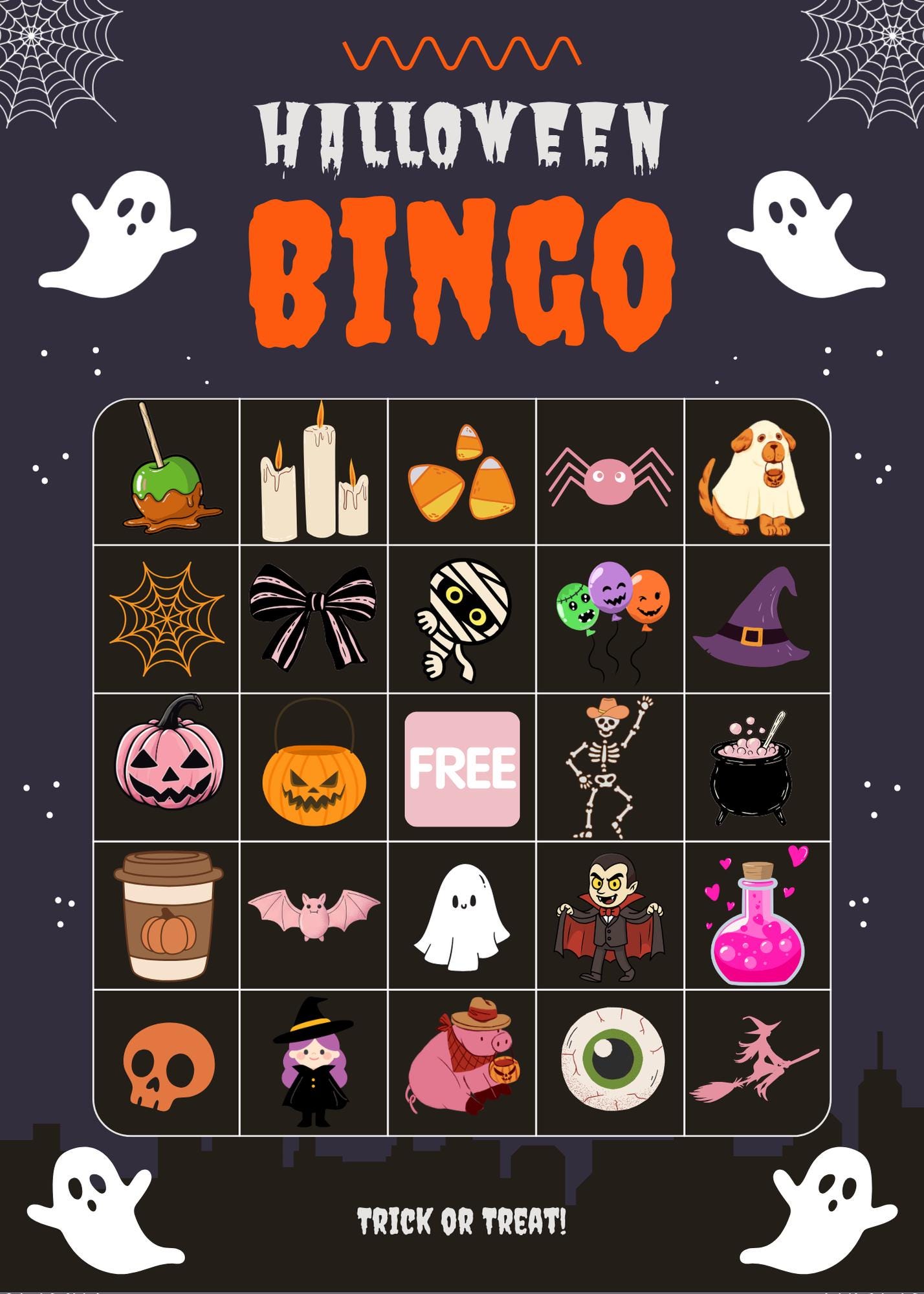 Halloween Bingo Game: 25 Unique Cards, Classroom Party (digital ...