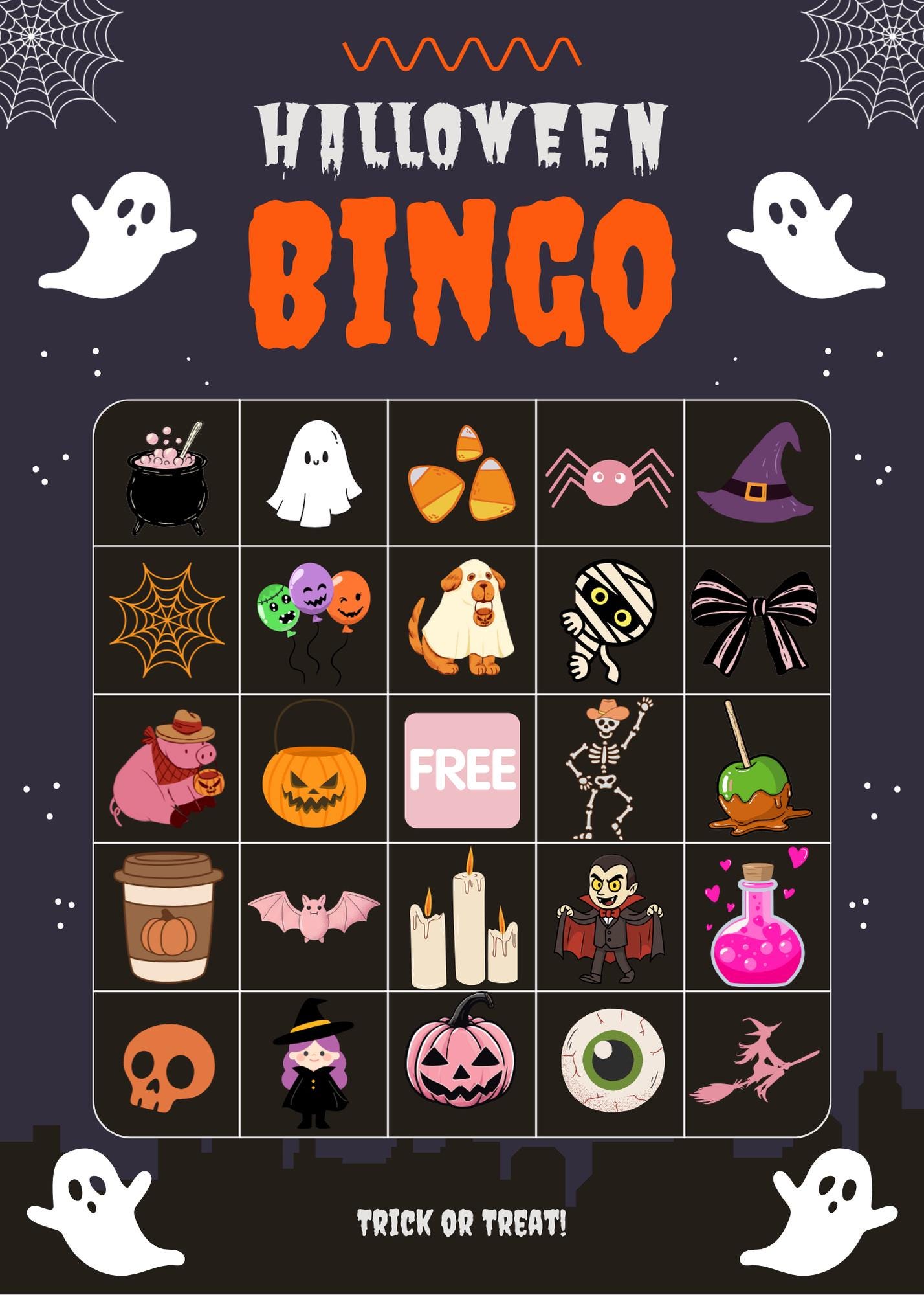 Halloween Bingo Game: 25 Unique Cards, Classroom Party (digital ...