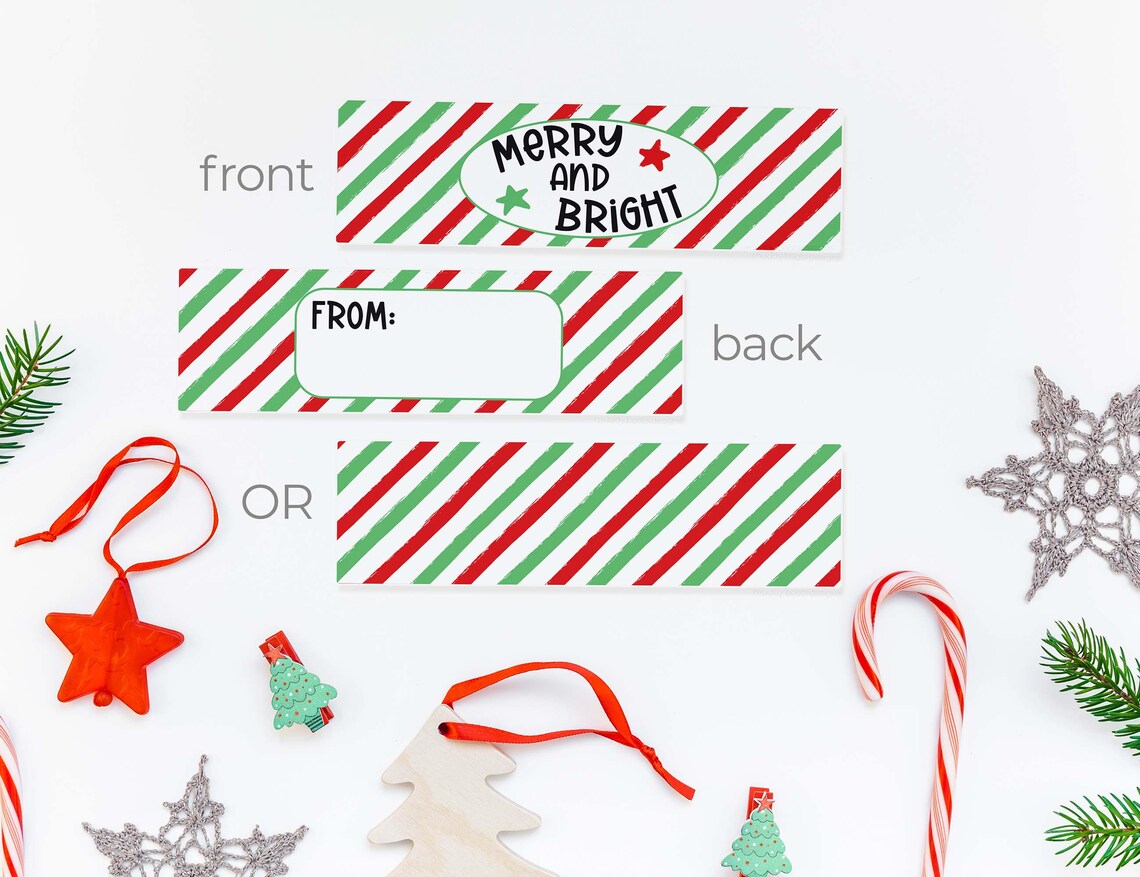 Christmas Treat Bag Toppers: Merry & Bright Printable Labels (PDF) and ...