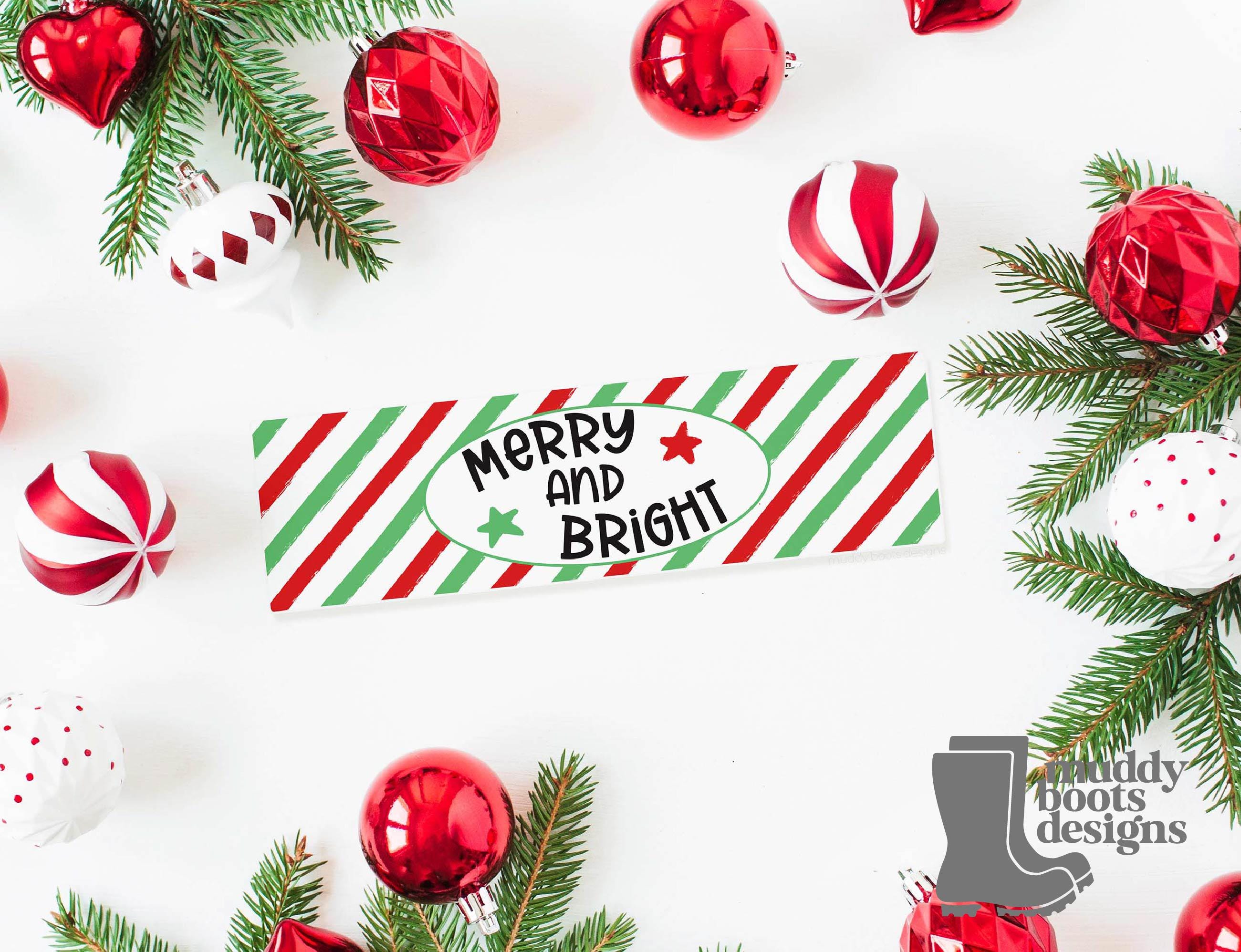 Christmas Treat Bag Toppers: Merry & Bright Printable Labels (PDF) and ...