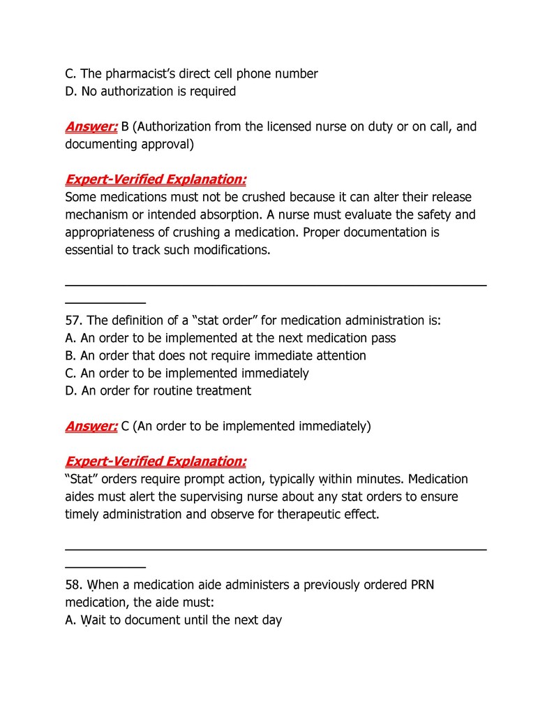 Medication Aide Exam | Actual Questions & Answers | Expert Verified ...