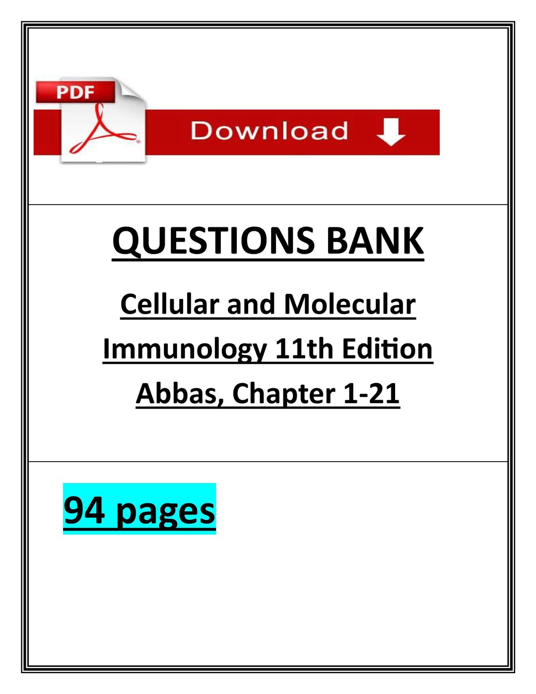 Cellular and Molecular Immunology 11th Edition by Abbas Study Guide PDF ...