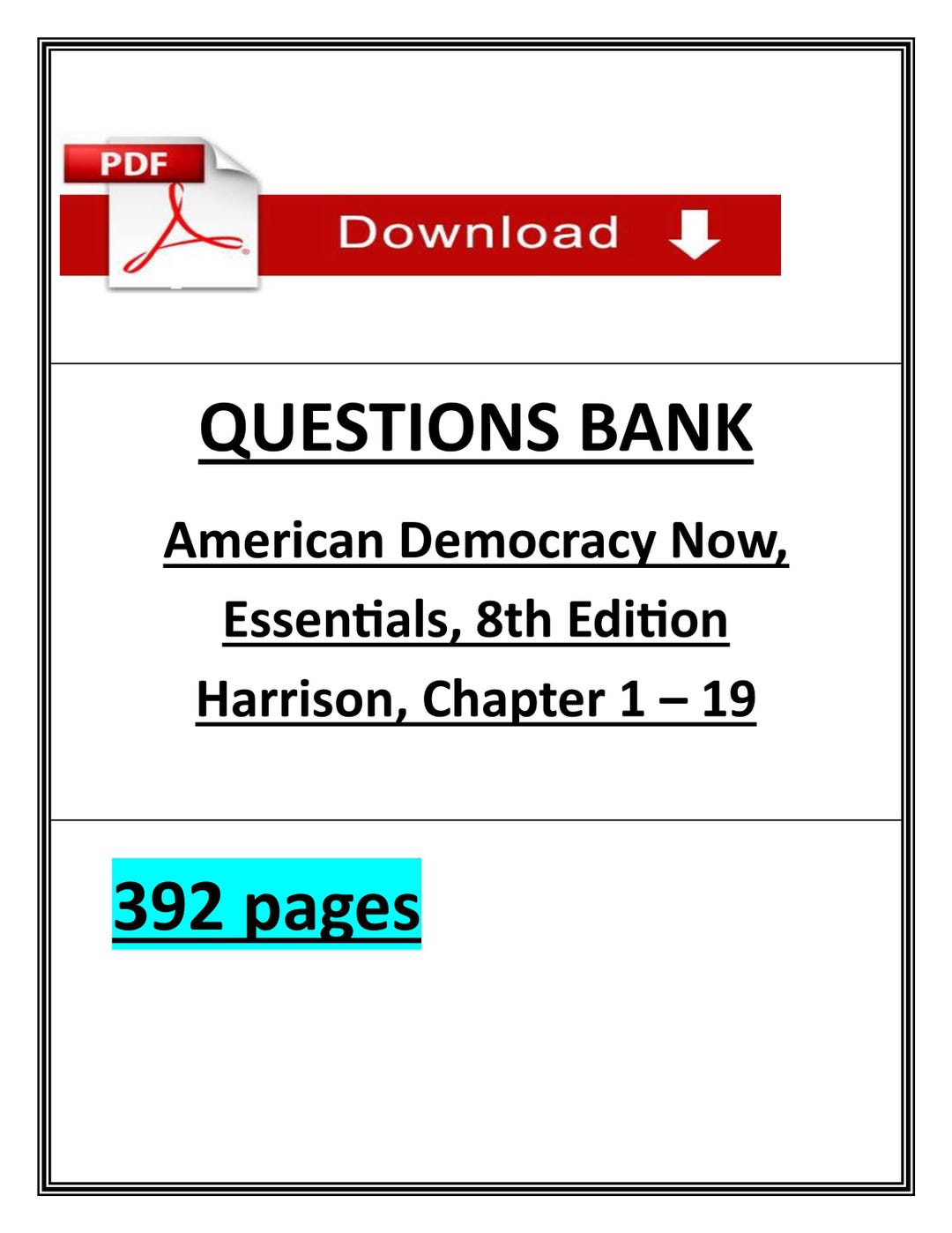 American Democracy Now 8th Edition by Harrison Study Guide PDF Download ...