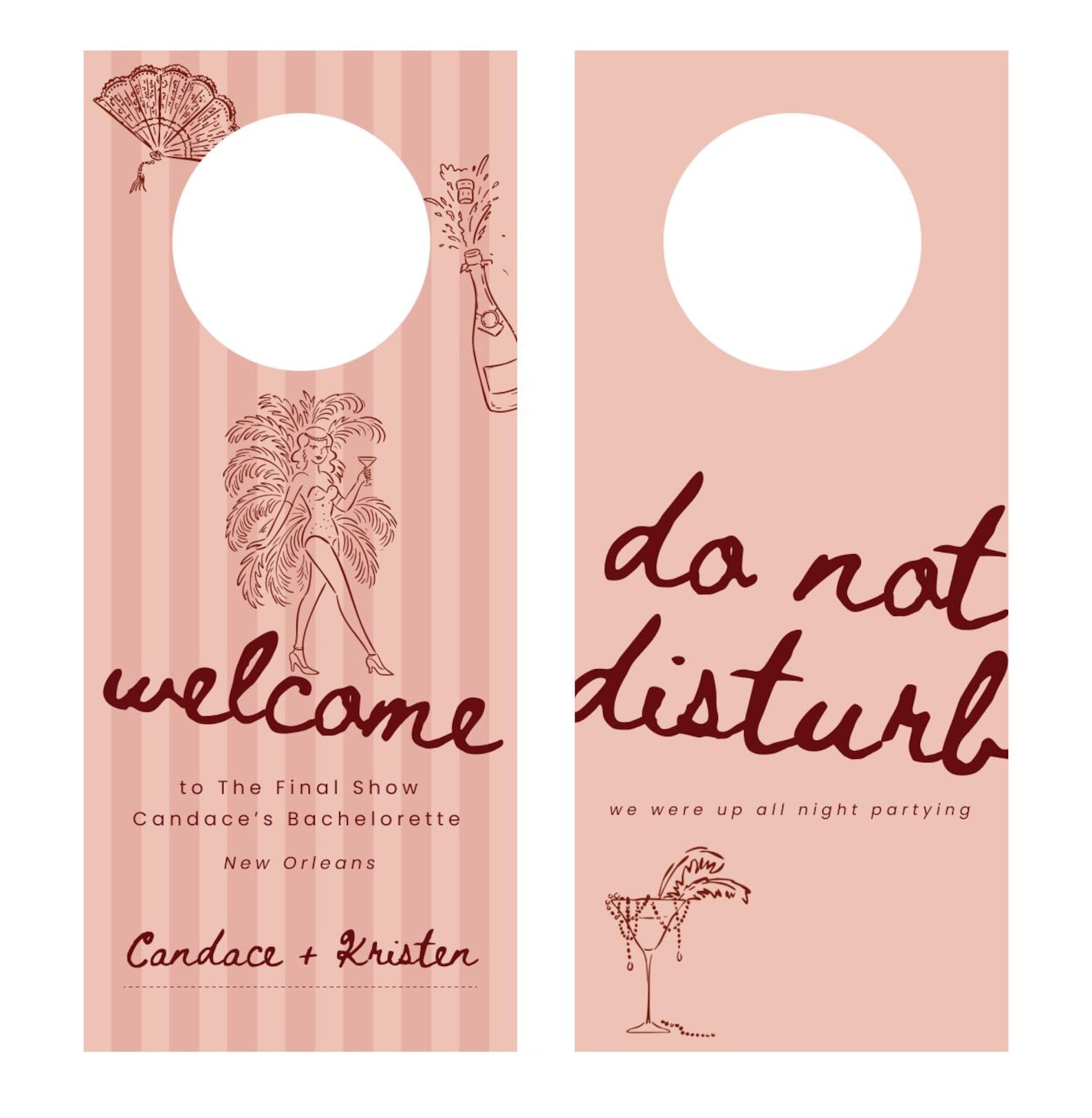 Personalized Bachelorette Door Hangers, Reserved Room Sign, Custom Door ...
