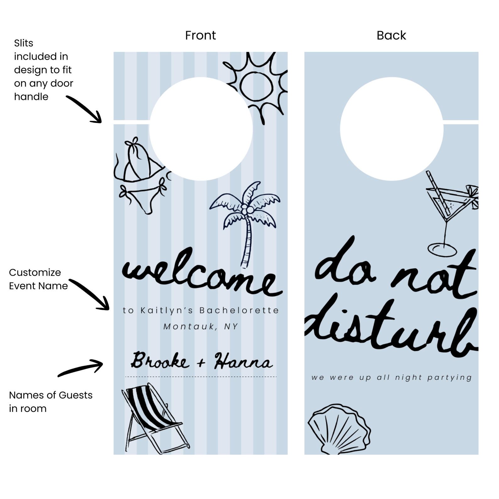 Personalized Bachelorette Door Hangers, Reserved Room Sign, Custom Door ...
