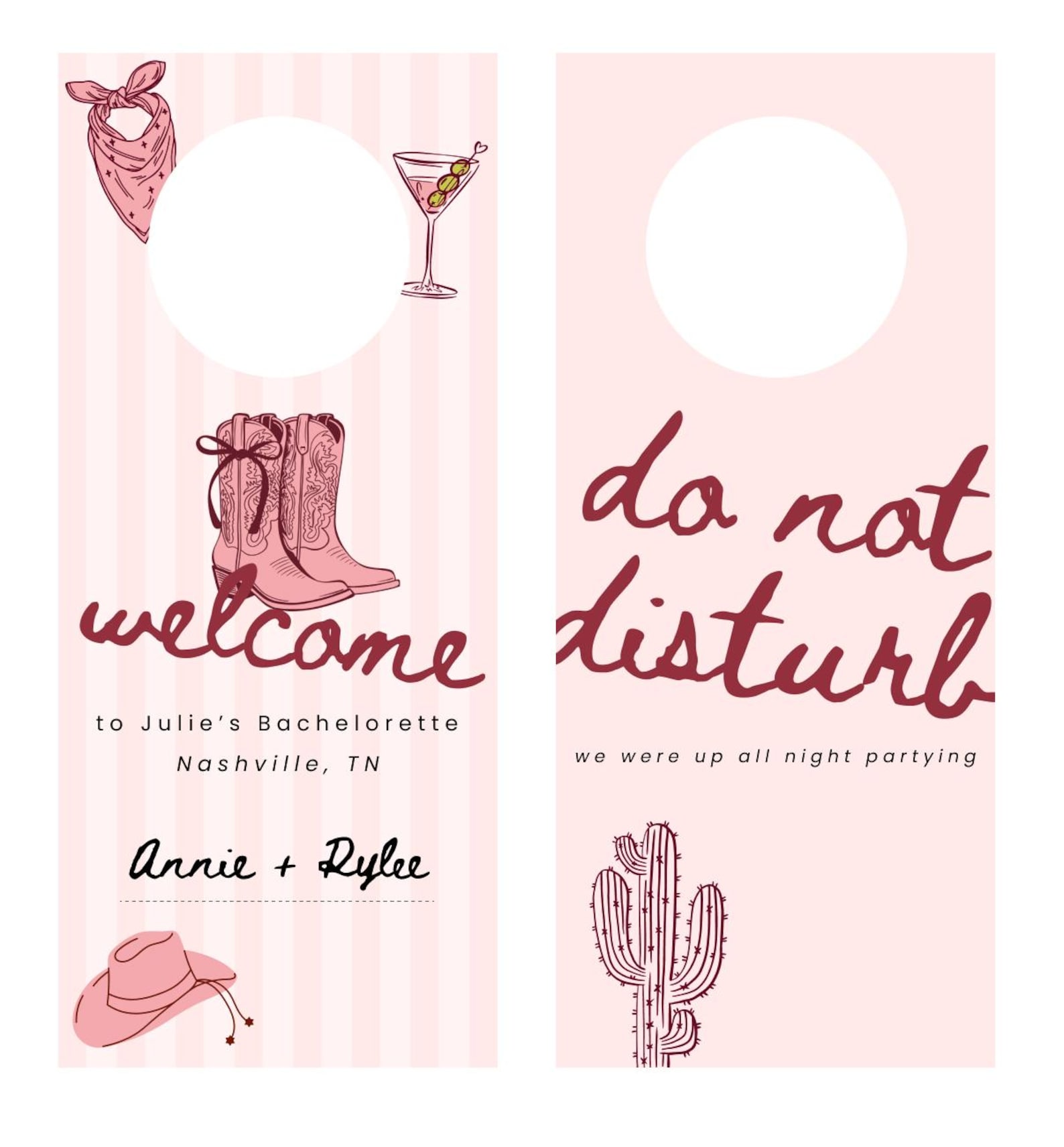 Personalized Bachelorette Door Hangers, Reserved Room Sign, Custom Door ...